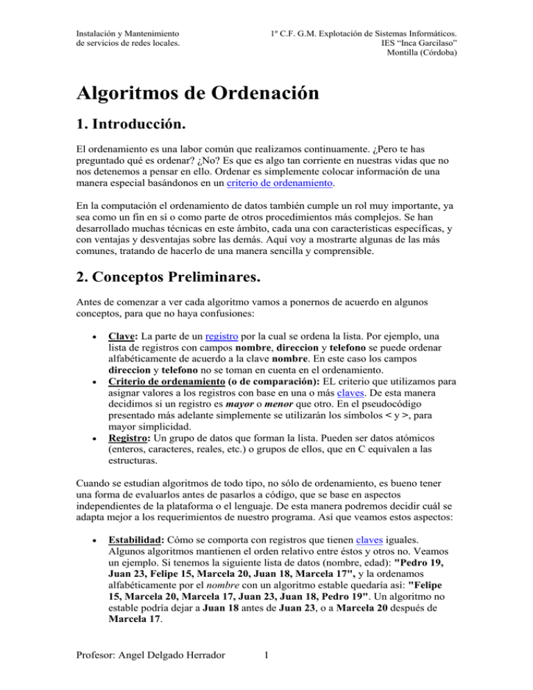 Algoritmos de Ordenación
