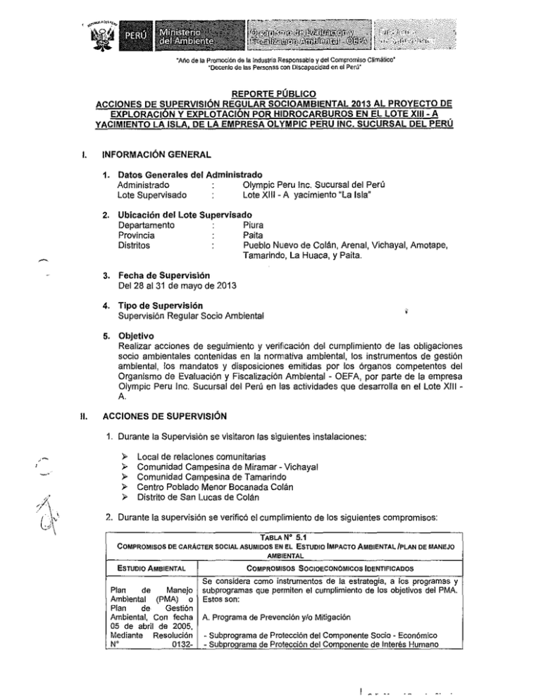 INFORMACIÓN GENERAL 1. Datos Generales del