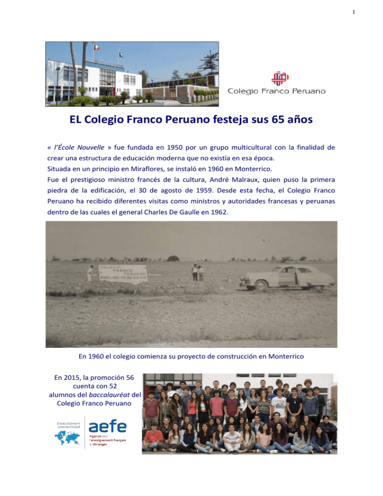 EL Colegio Franco Peruano festeja sus 65 años