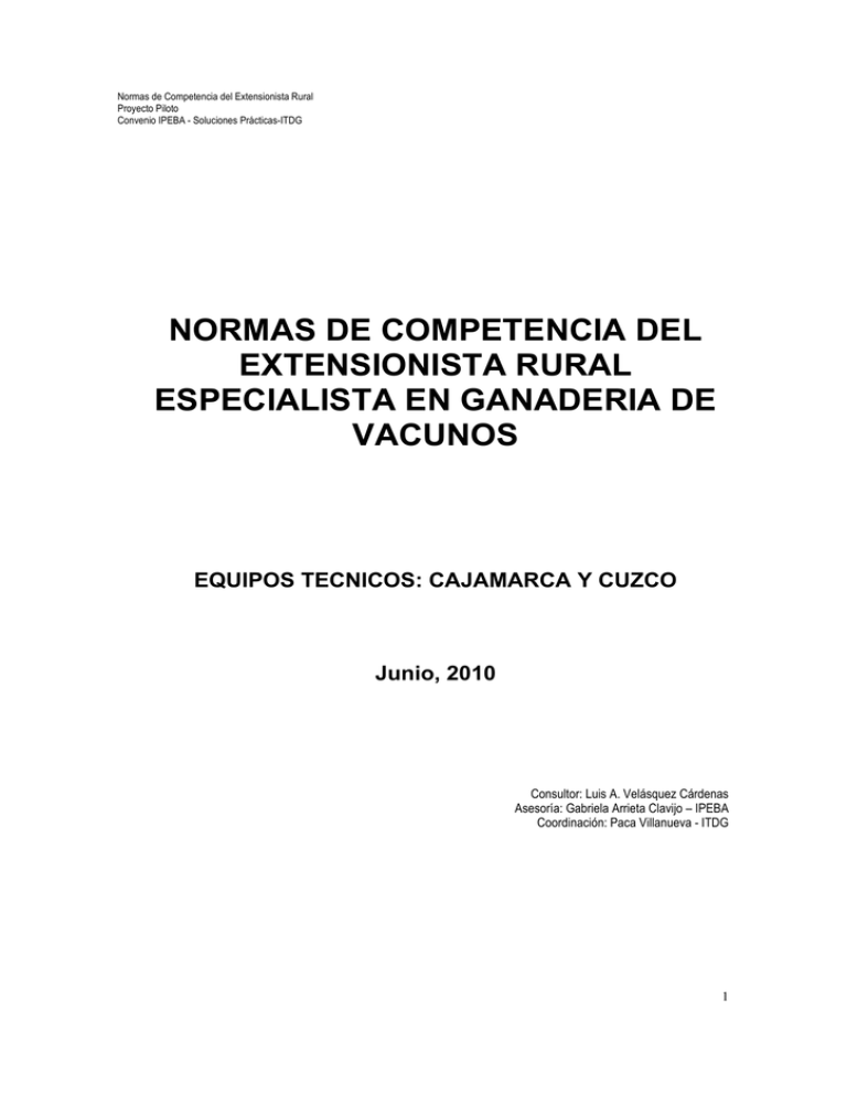 normas de competencia del extensionista rural especialista en