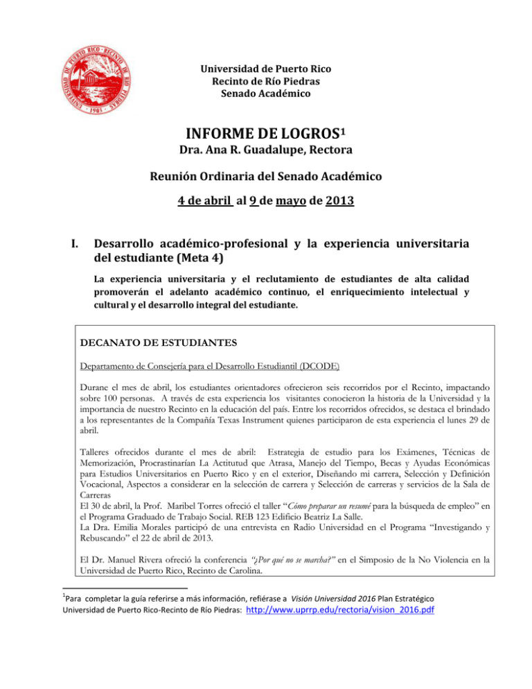 Informe de Logros - Senado Académico
