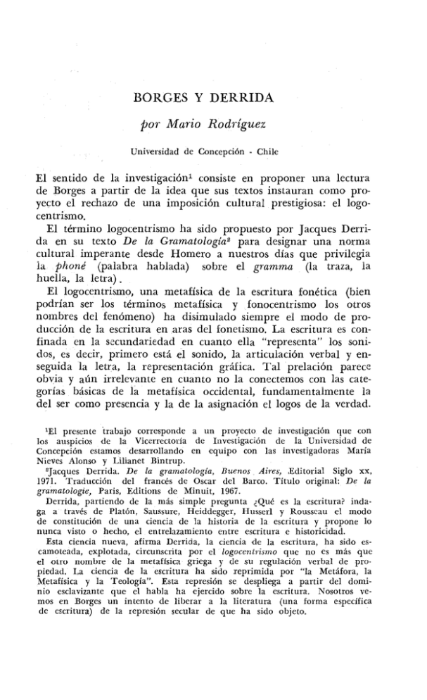 BORGES Y DERRIDA por Mario Rodríguez