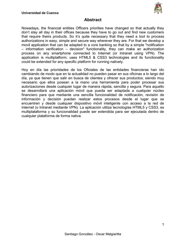 Abstract - Repositorio Digital de la Universidad de Cuenca