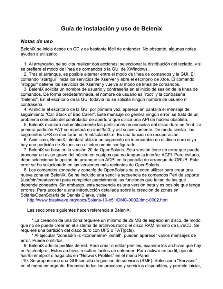 Guía de instalación y uso de Belenix