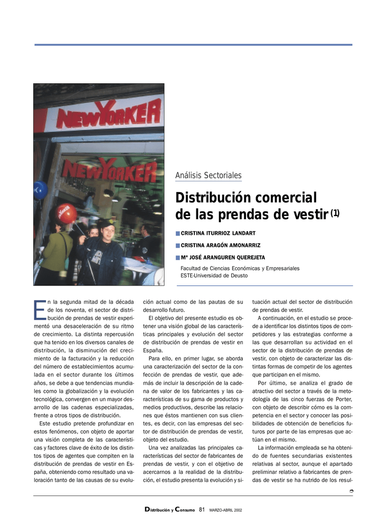 Distribución comercial de las prendas de vestir