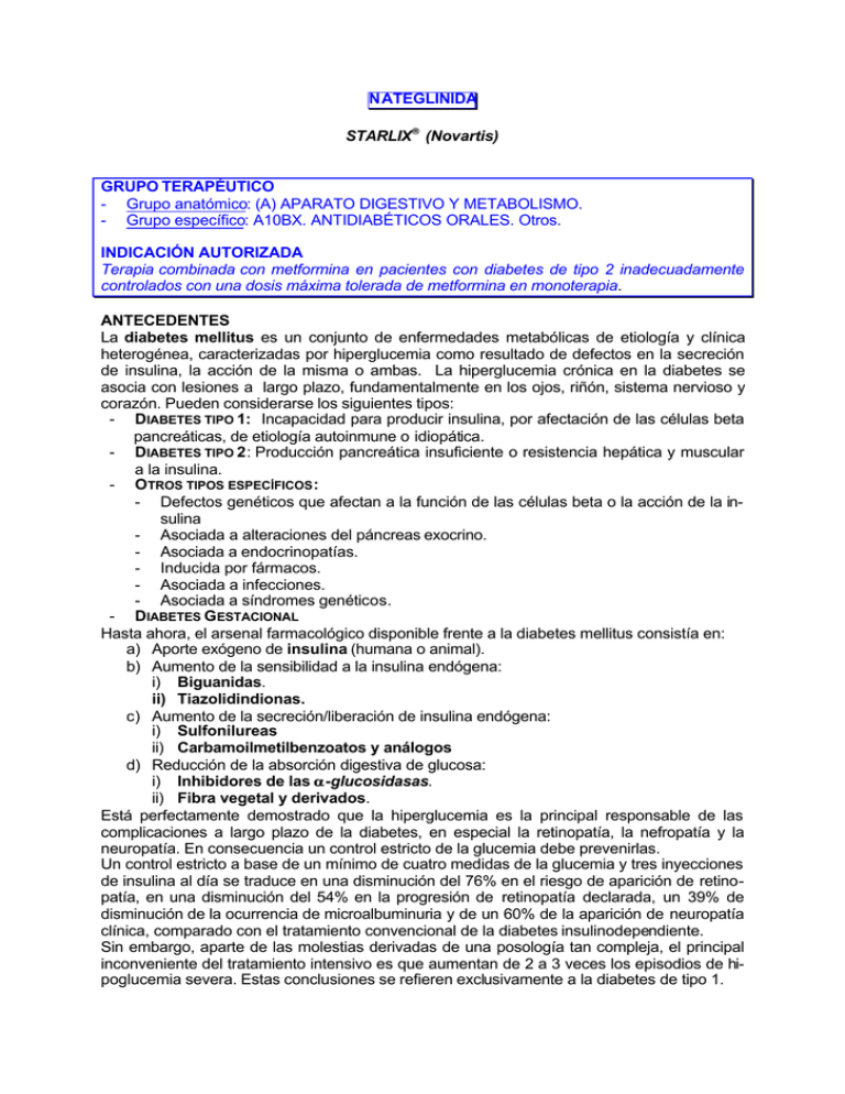 NATEGLINIDA STARLIX