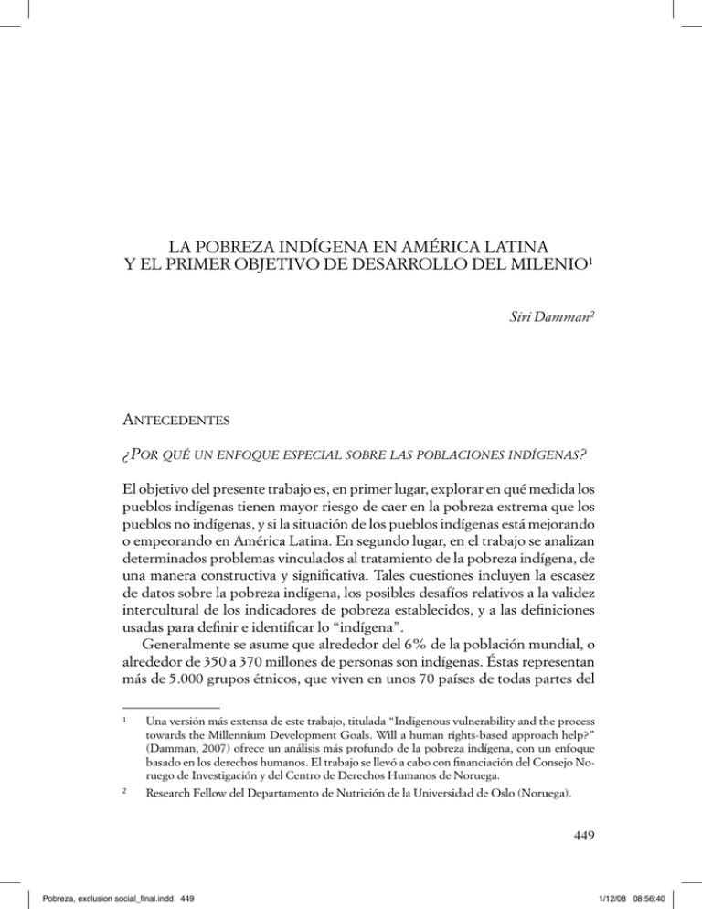 La pobreza indígena en América Latina y el primer objetivo