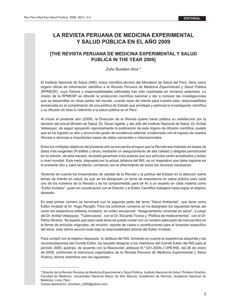 LA REVISTA PERUANA DE MEDICINA EXPERIMENTAL Y SALUD