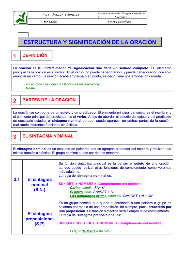 Sintaxis oracion simple