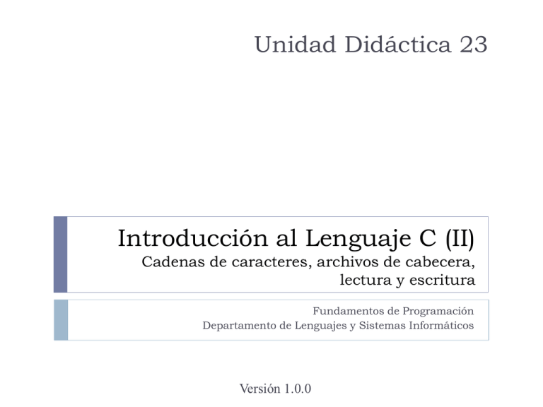 UD23 - Introducción al lenguaje C