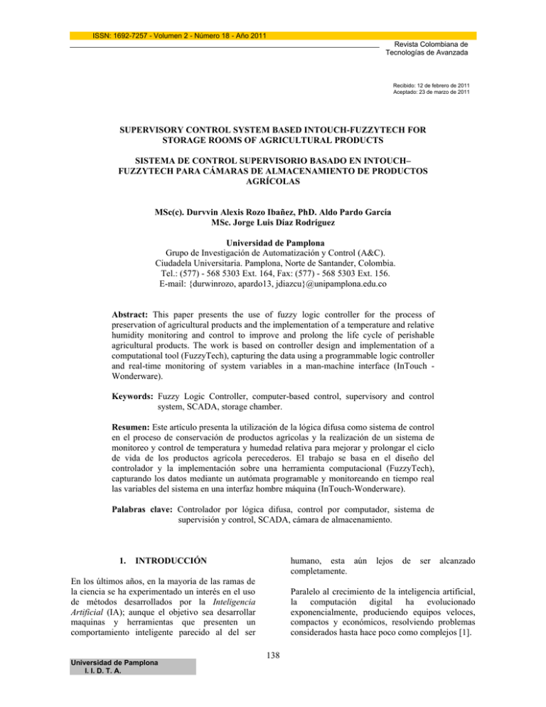 sistema de control supervisorio basado en intouch–fuzzytech para