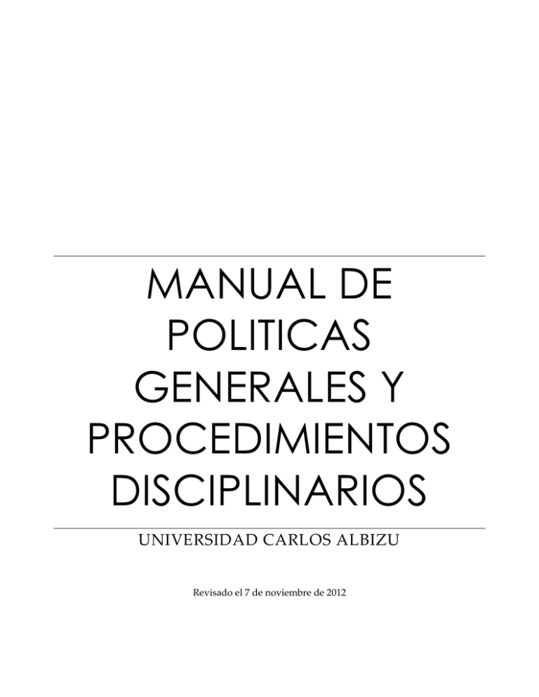 manual de politicas generales y procedimientos disciplinarios