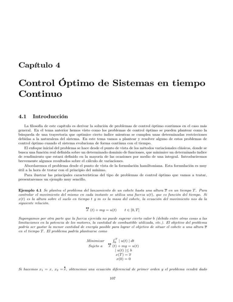 Control Óptimo de Sistemas en tiempo Continuo