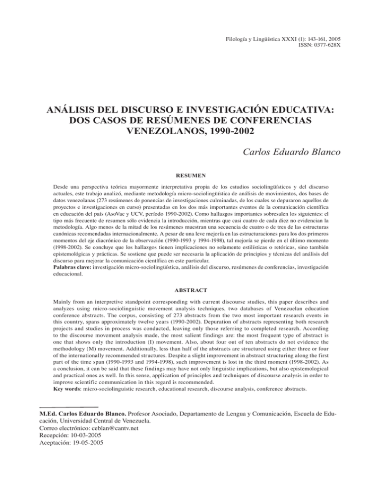 ANÁLISIS DEL DISCURSO E INVESTIGACIÓN EDUCATIVA: DOS