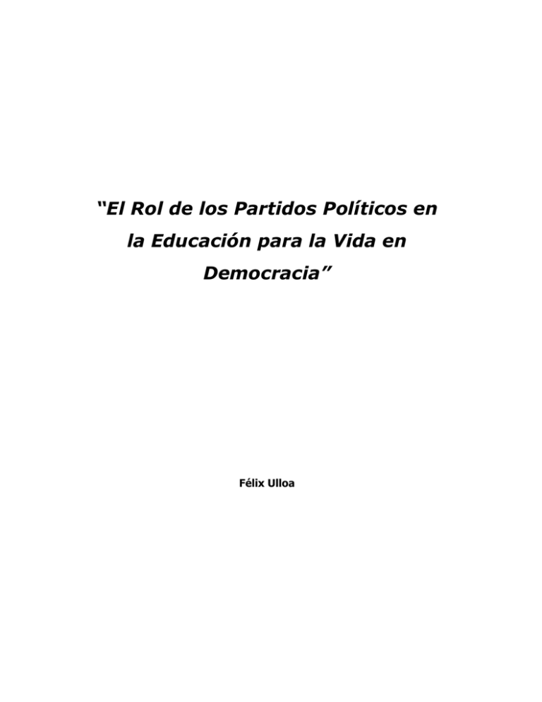 “El Rol de los Partidos Políticos en la Educación para la Vida en