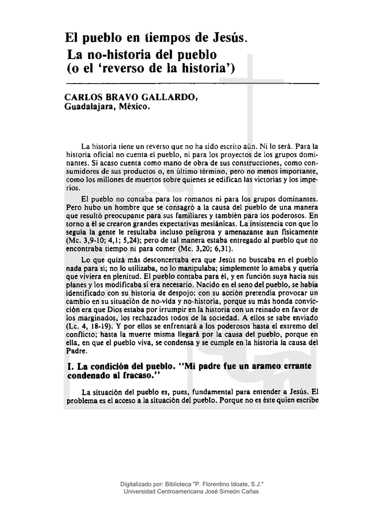 El pueblo en tiempos de Jesús.