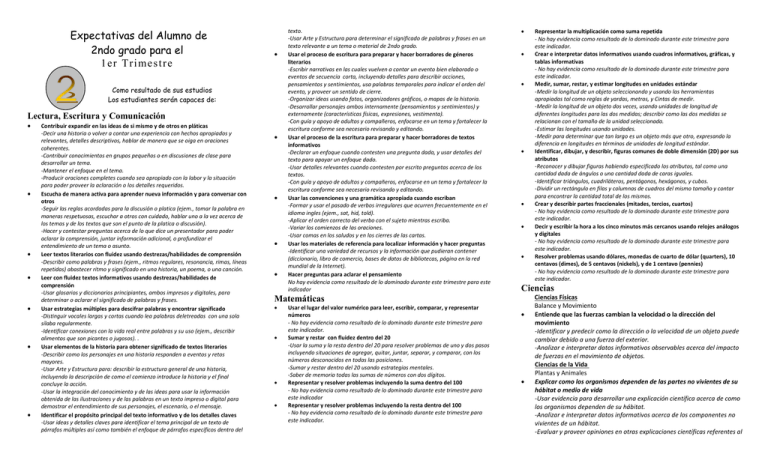 5th Grade Learner Standards 5th Grade Learner Standards