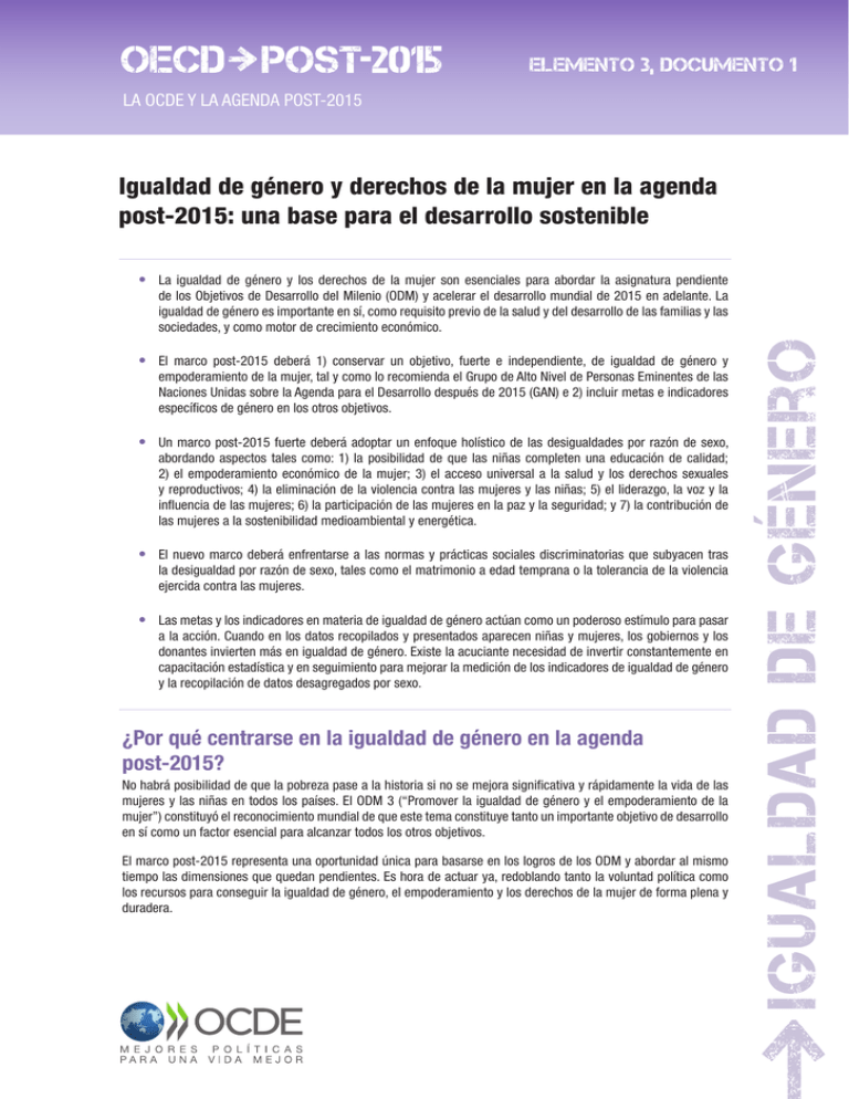 Igualdad de género y derechos de la mujer en la agenda