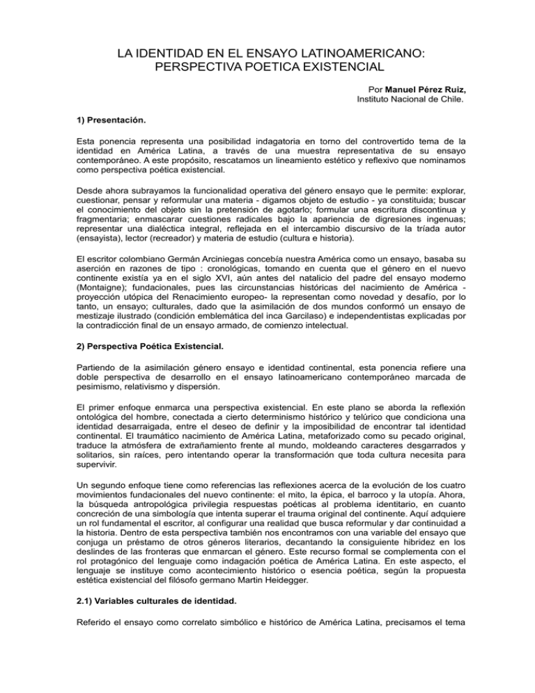 la identidad en el ensayo latinoamericano