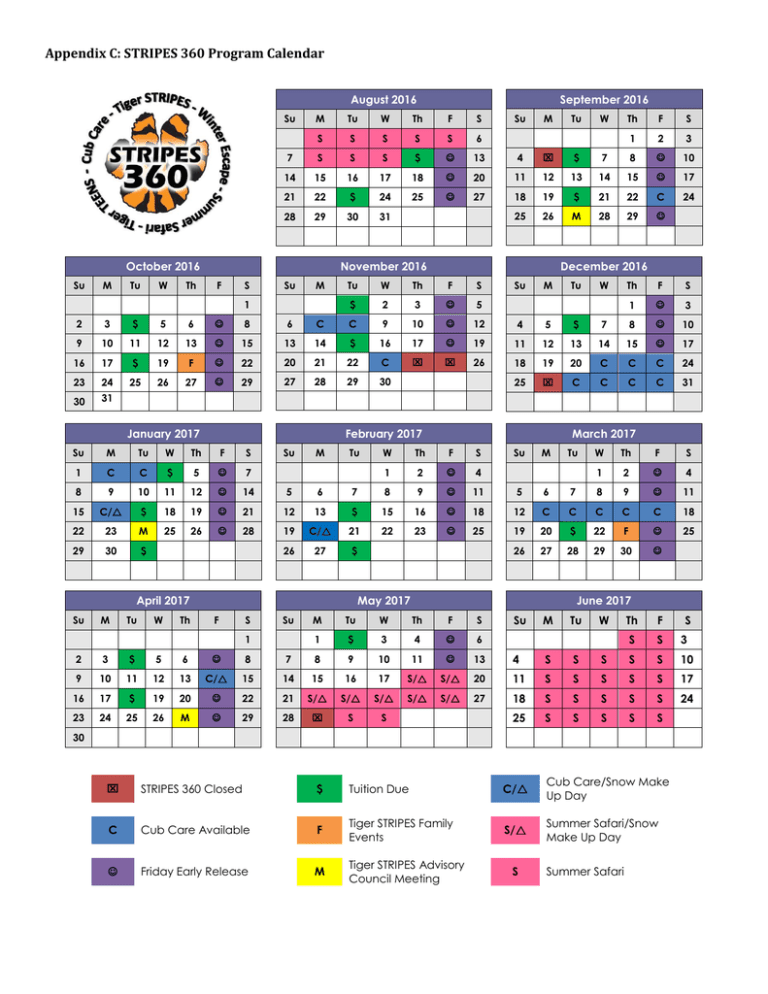 Appendix C: STRIPES 360 Program Calendar