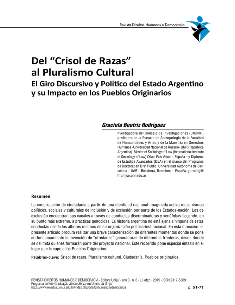 Del “Crisol de Razas” al Pluralismo Cultural