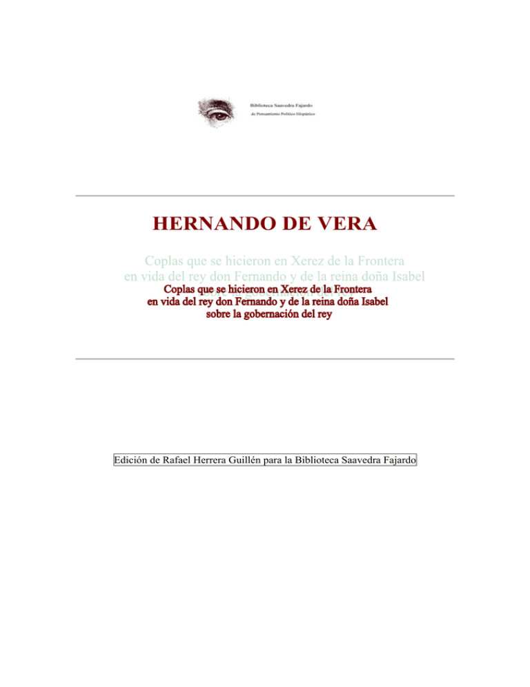hernando de vera - Biblioteca SAAVEDRA FAJARDO de
