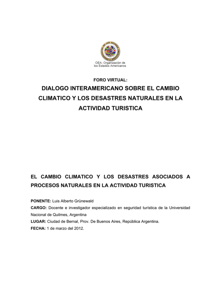 El Cambio Climático y los Desastres Asociados a Procesos