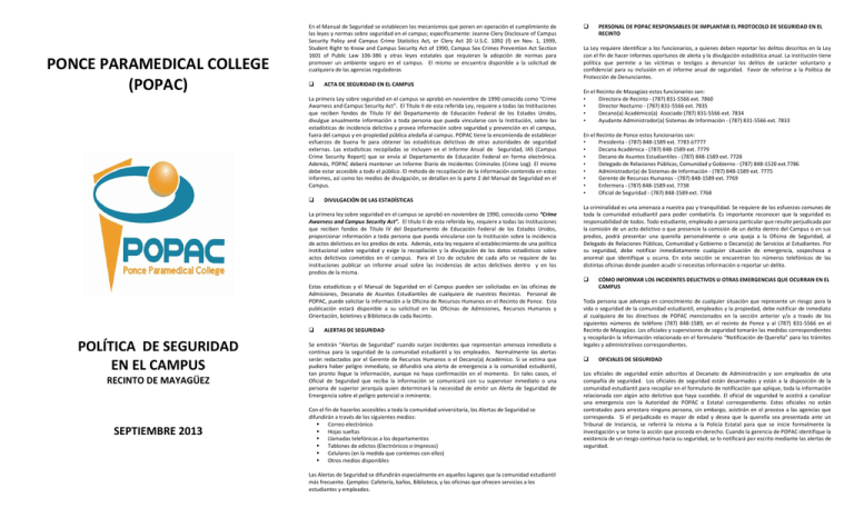 política de seguridad en el campus