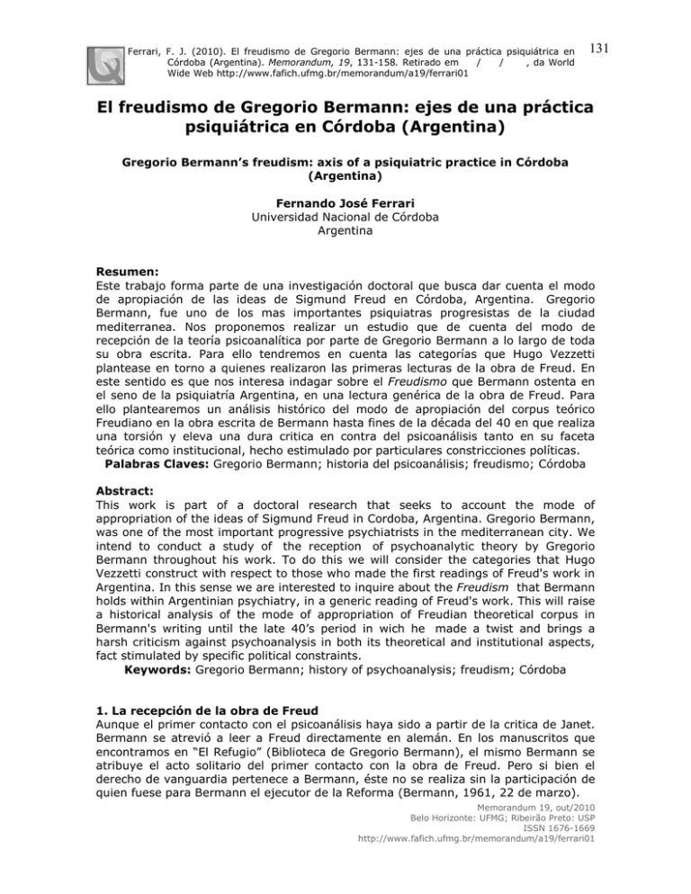 El freudismo de Gregorio Bermann