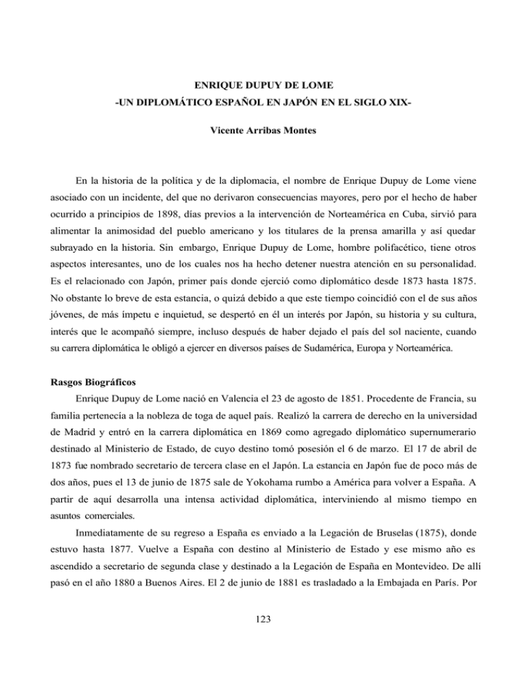 123 ENRIQUE DUPUY DE LOME -UN DIPLOMÁTICO ESPAÑOL