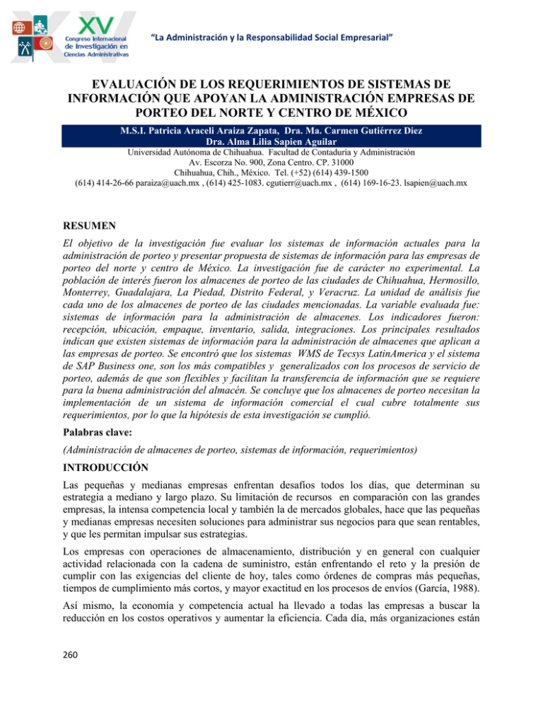 evaluación de los requerimientos de sistemas de información que