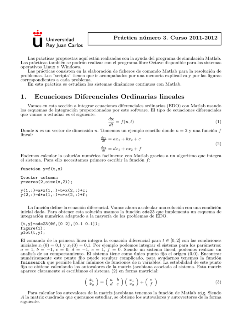 1. Ecuaciones Diferenciales Ordinarias lineales