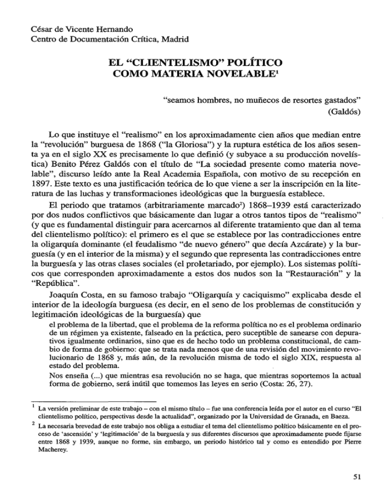 El Clientelismo PolÍtico Como Materia Novelable1