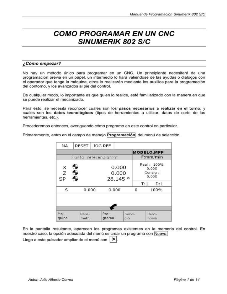 COMO OPERAR UN CNC SINUMERIK 802 S/C