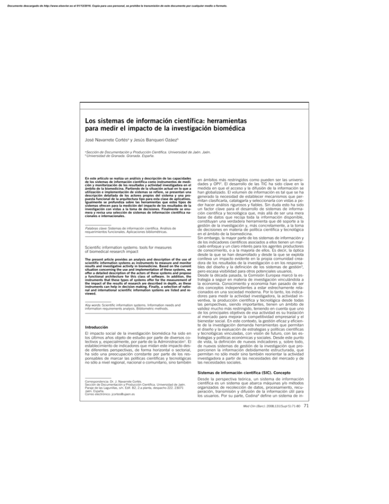 Los sistemas de información científica: herramientas para