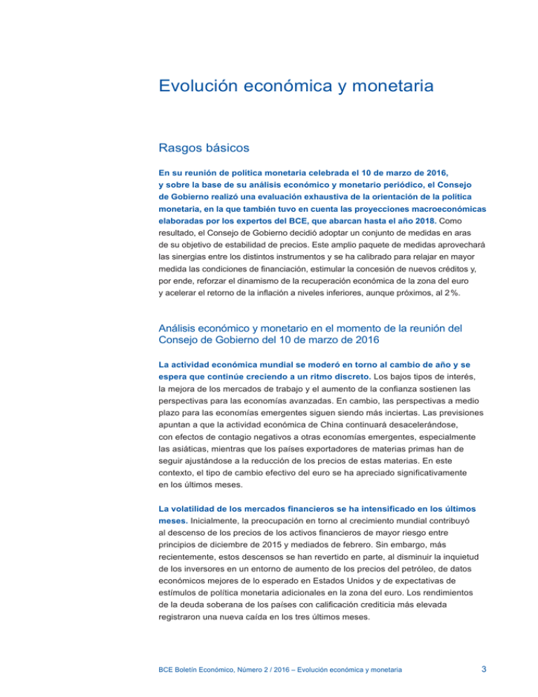 Evolución Económica y Monetaria