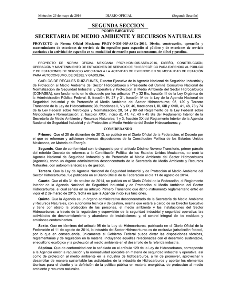 PROYECTO de Norma Oficial Mexicana PROY-NOM-005