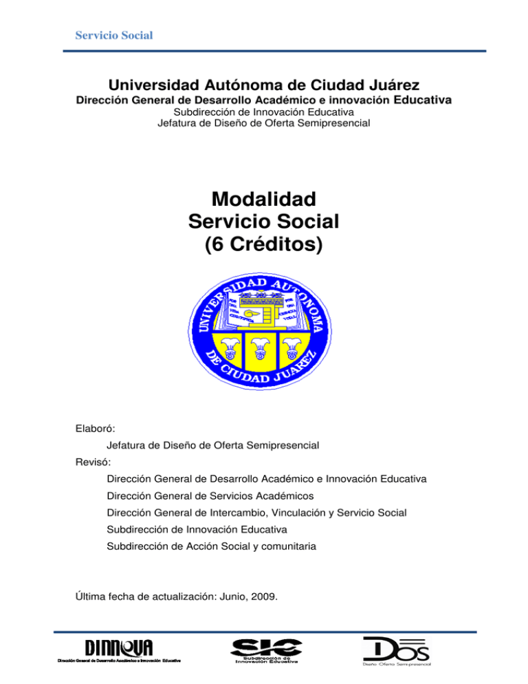 Modalidad Servicio Social (6 Créditos)