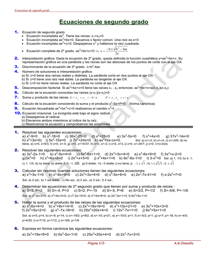 Ecuaciones de 2º grado
