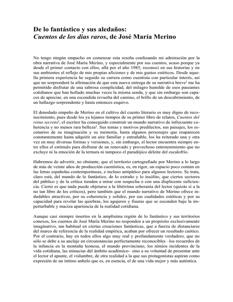 Cuentos de los días raros, de José María Merino