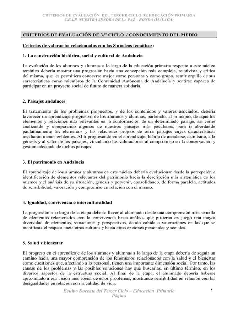 CRITERIOS DE EVALUACIÓN 3º ciclo