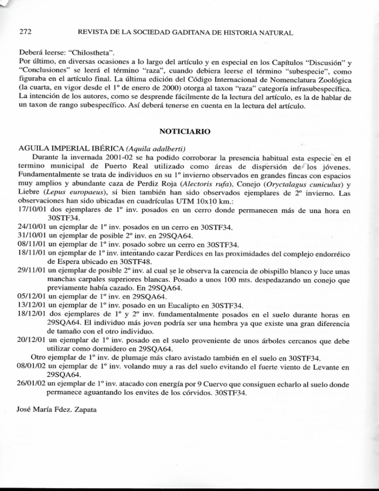 noticiario - Sociedad Gaditana de Historia Natural