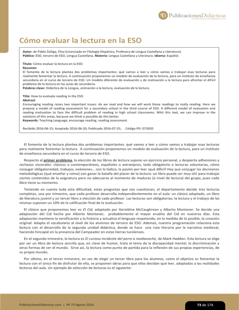 Como evaluar la lectura en la ESO