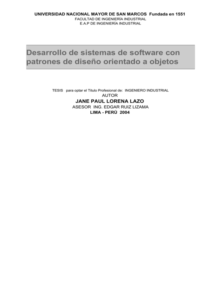 Desarrollo de sistemas de software con patrones de diseño