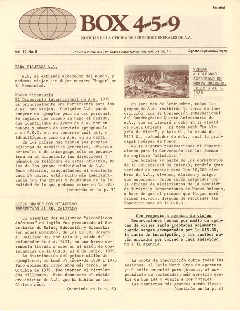 Box 459 - Agosto-Septiembre 1979