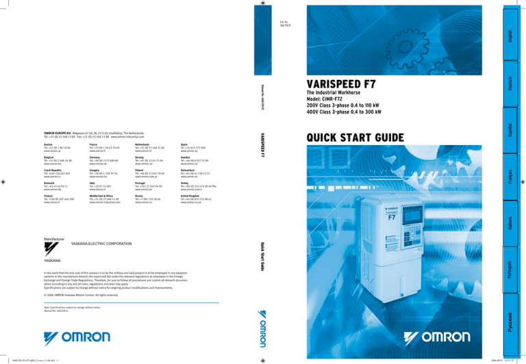 VARISPEED F7 QuIck START GuIDE