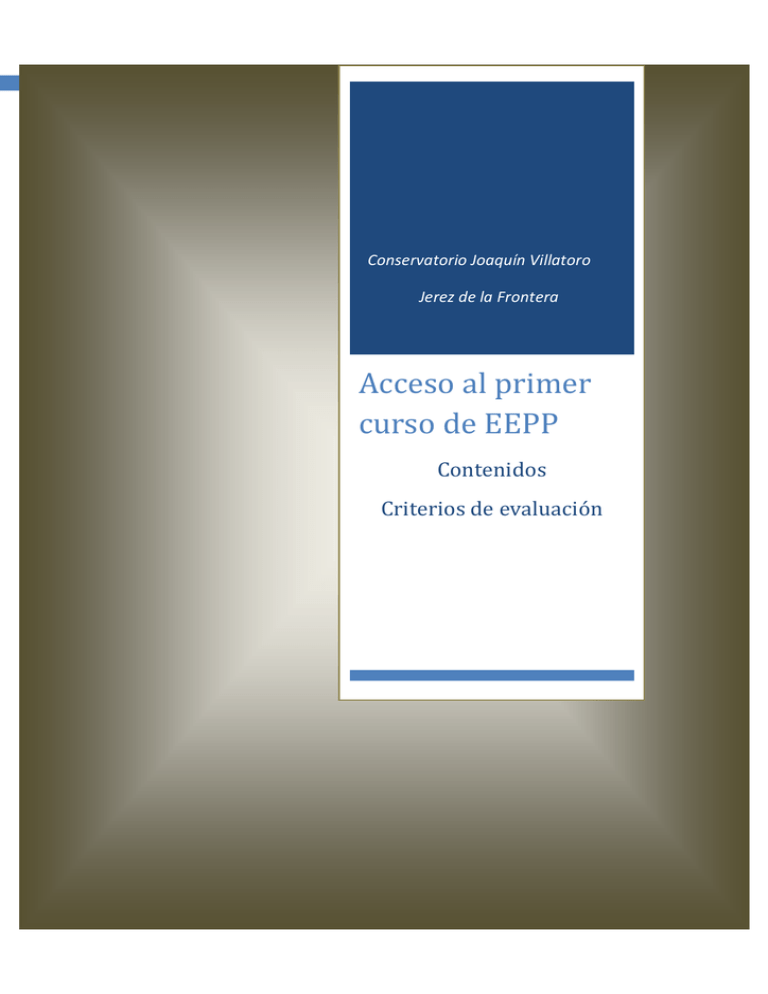 Acceso al primer curso de EEPP