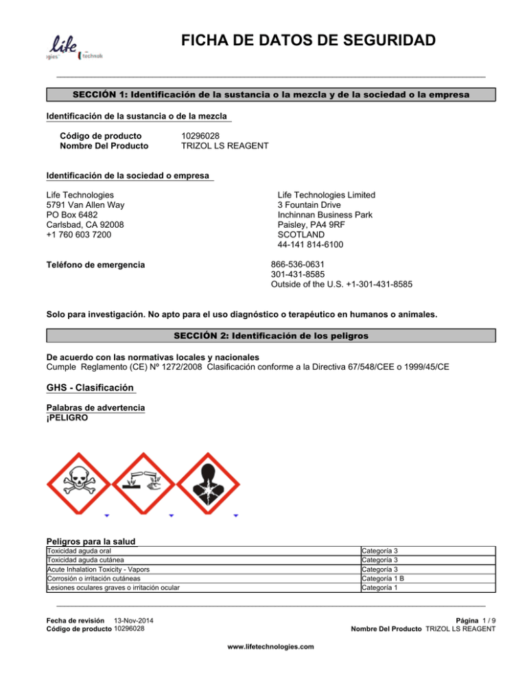 ficha de datos de seguridad