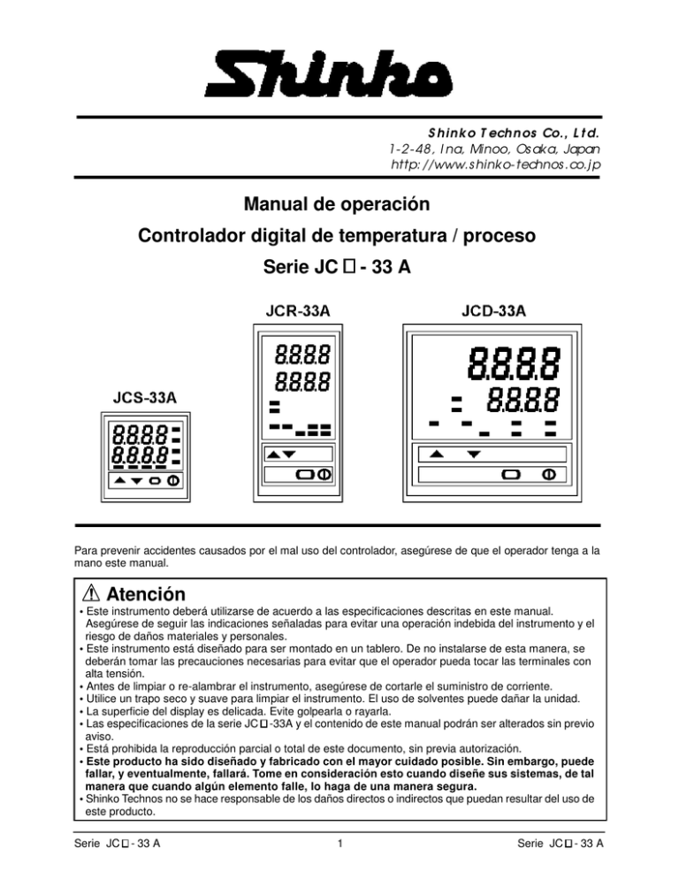 Manual de operación Controlador digital de temperatura / proceso Manual de operación Controlador digital de temperatura / proceso