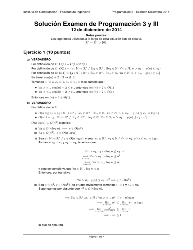 Soluci ´on Examen de Programaci ´on 3 y III